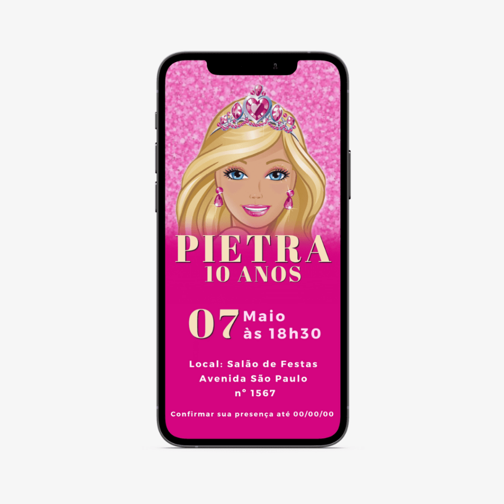 Convite Digital de Aniversário Barbie - Interativa Mundo Digital