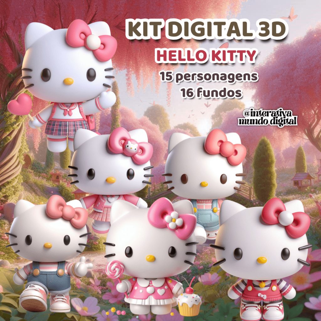 Kit Digital Hello Kitty - Interativa Mundo Digital