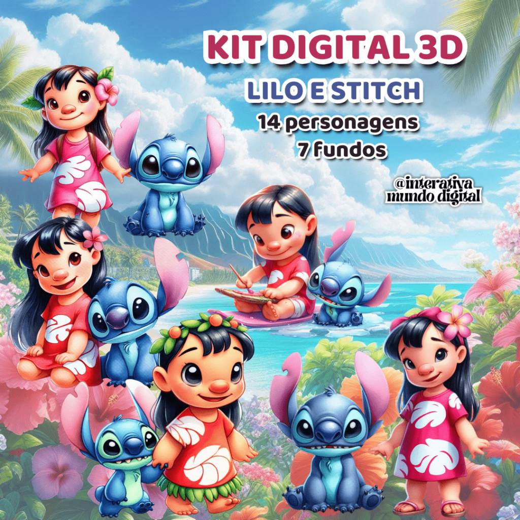 Kit Digital Lilo e Stitch - Interativa Mundo Digital