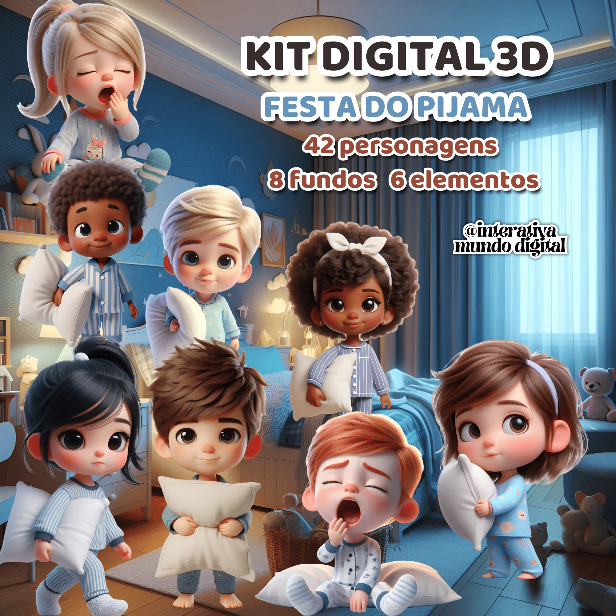 Kit Digital Festa do Pijama - Interativa Mundo Digital