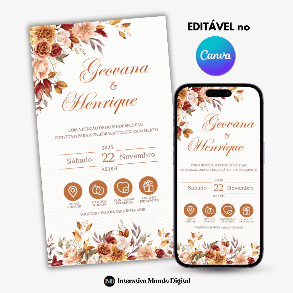 Convite Interativo de Casamento Terracota